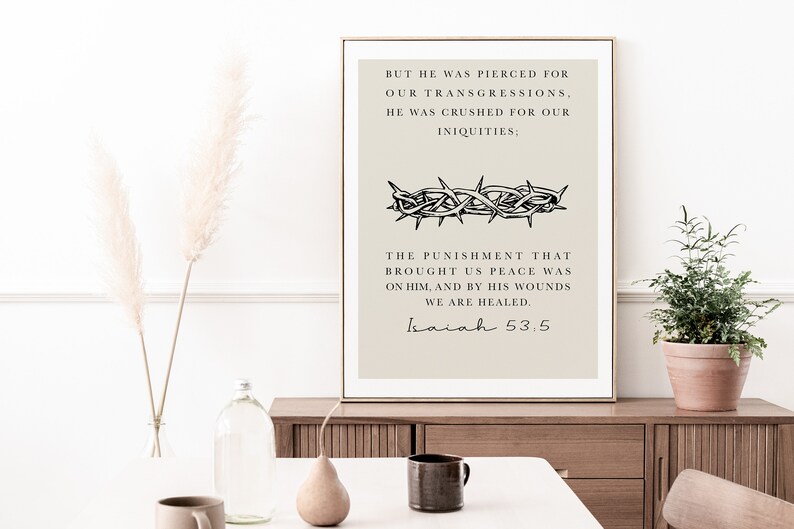 Isaiah 53:5 Crown of Thorns Bible Verse Printable, Religious Easter ...