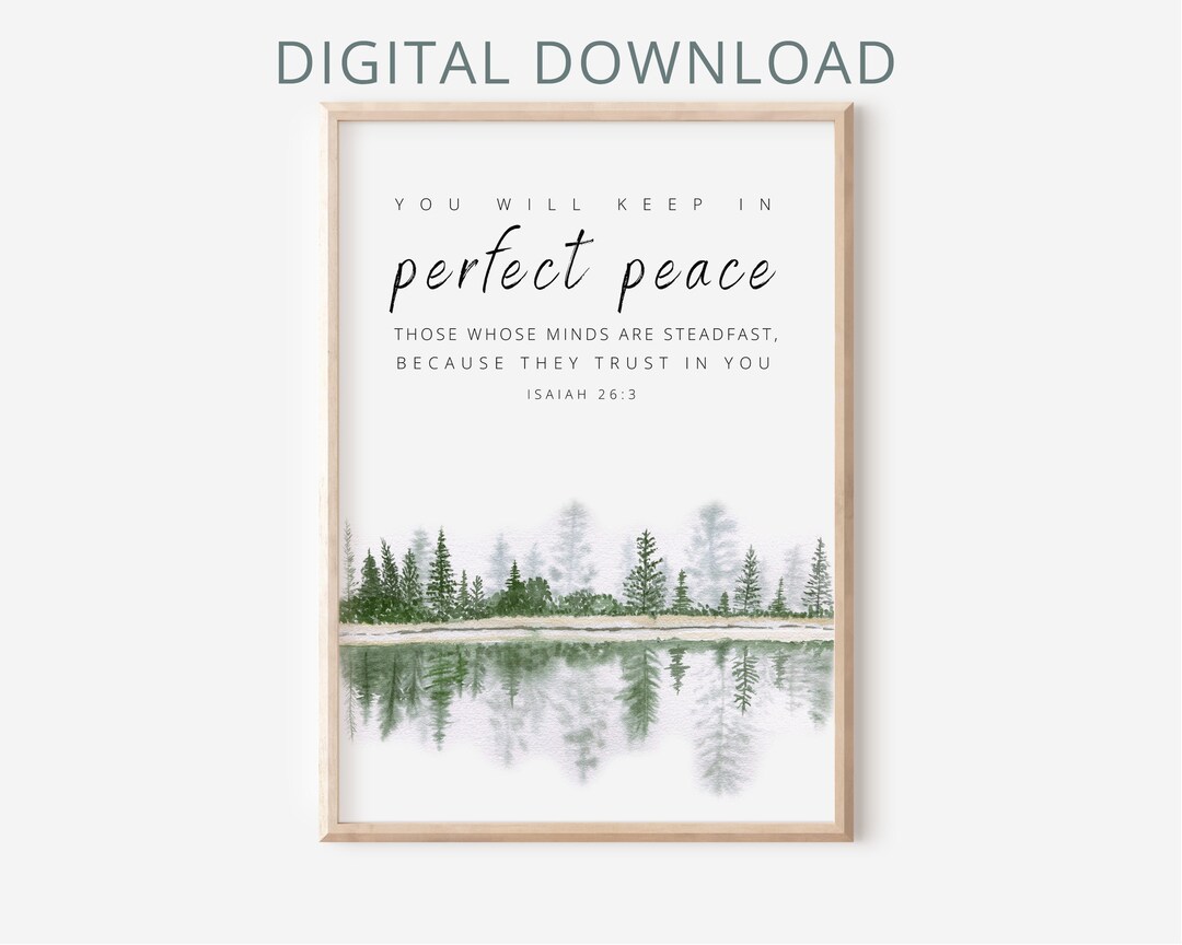 Bible Verse Printable Wall Art Isaiah 26:3, Scripture Christian Faith ...
