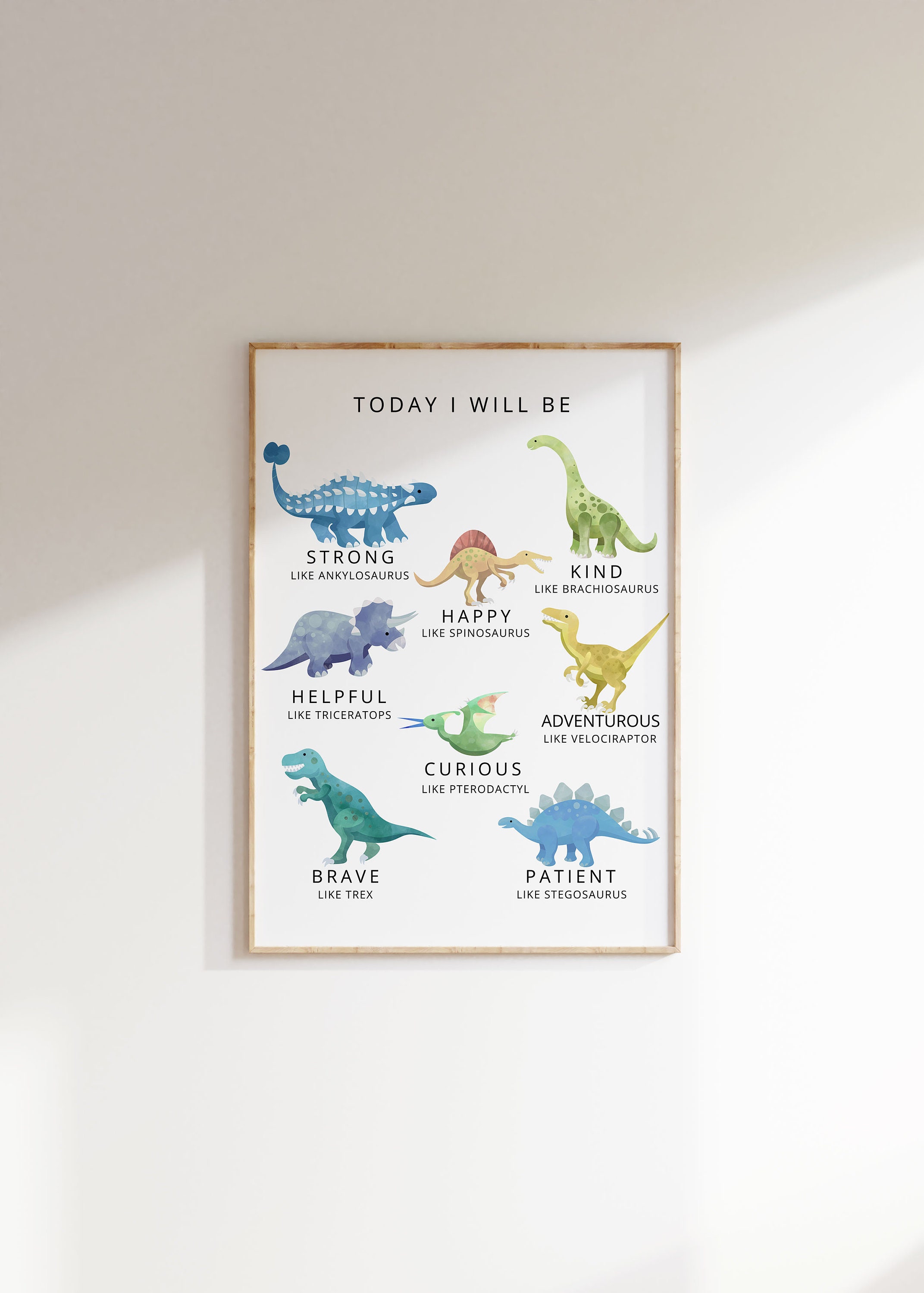 Positive Affirmation Poster for Boys - Dinosaurs Boy's Nursery Poster ...