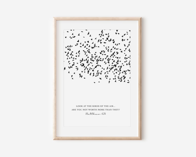 Bible Verse Printable Wall Art Matthew 6:26 Look at the Birds - Etsy