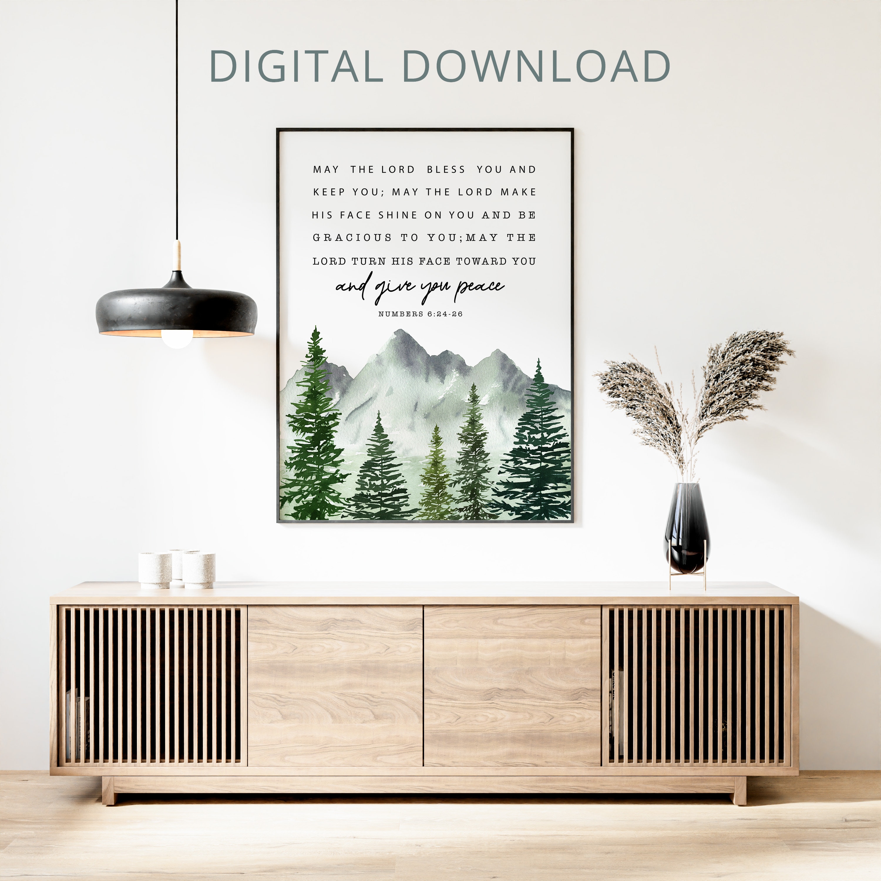 Bible Verse Printable Wall Art Numbers 6:24-26, Scripture Christian ...
