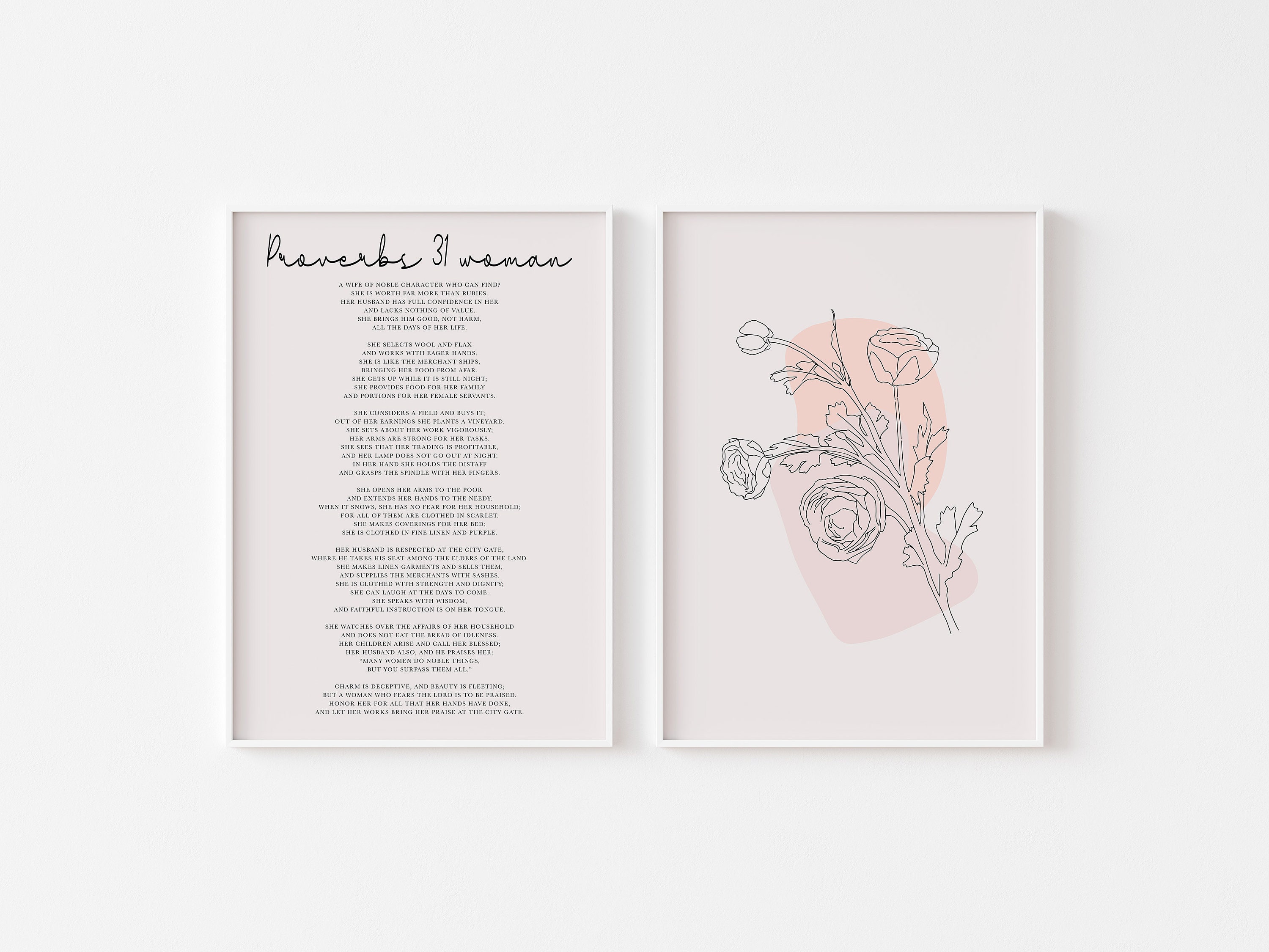 Muttertagsgeschenk - Sprüche 31 Frau 2er-Set Poster - Abstrakte Boho Blumenkunst - Christliche ...