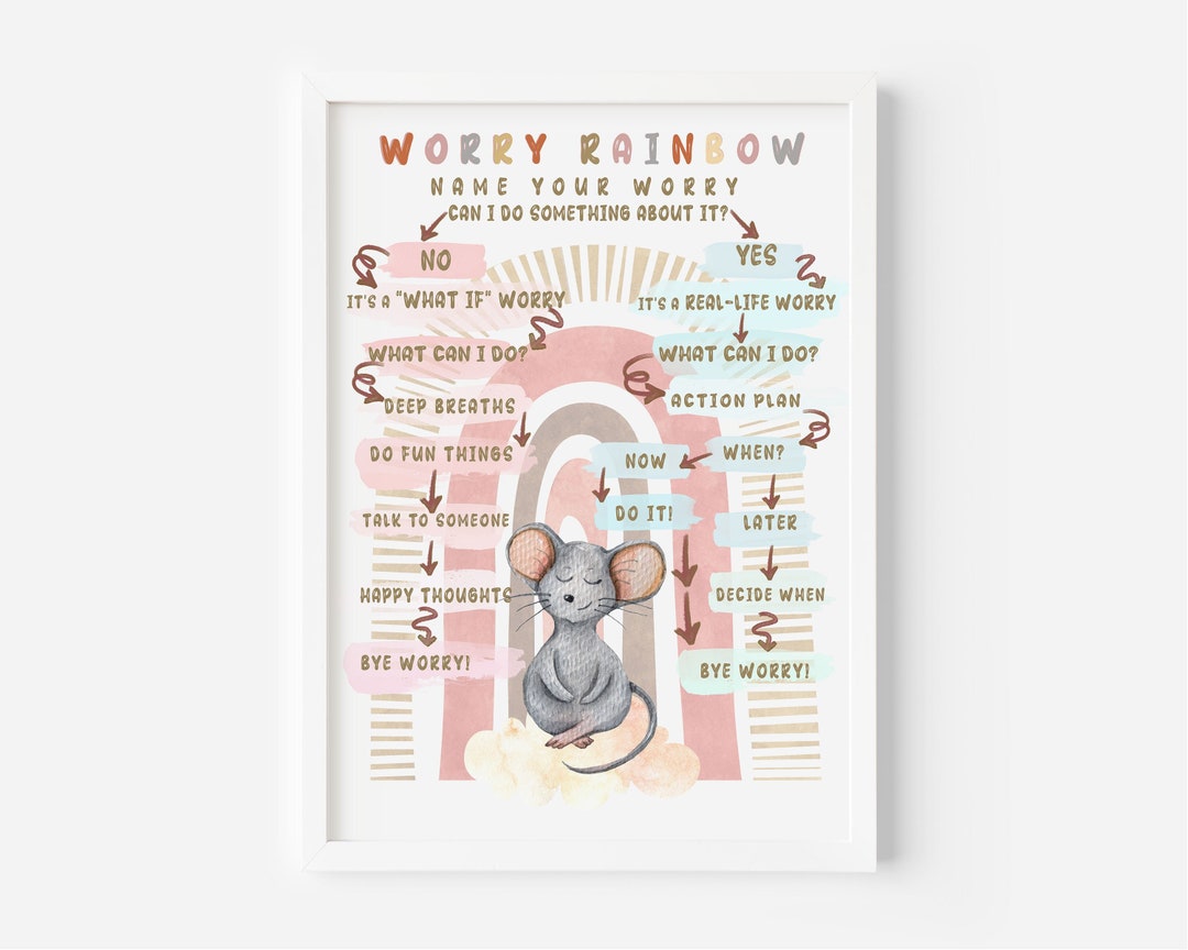 Mindful Thoughts Rainbow Print for Girls - Digital Print - Anxiety ...