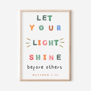 Encouraging Christian Poster for Kids - Let Your Light Shine - Matthew ...
