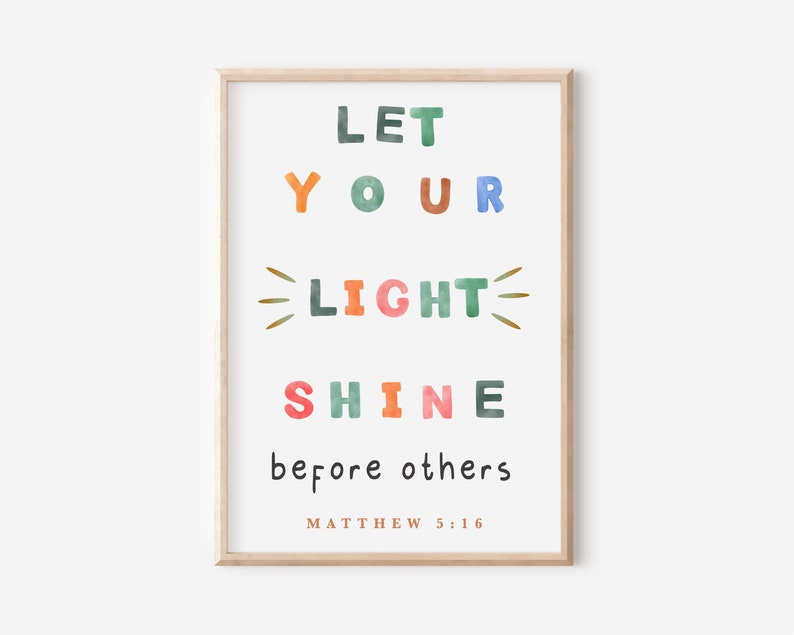 Encouraging Christian Poster for Kids - Let Your Light Shine - Matthew ...