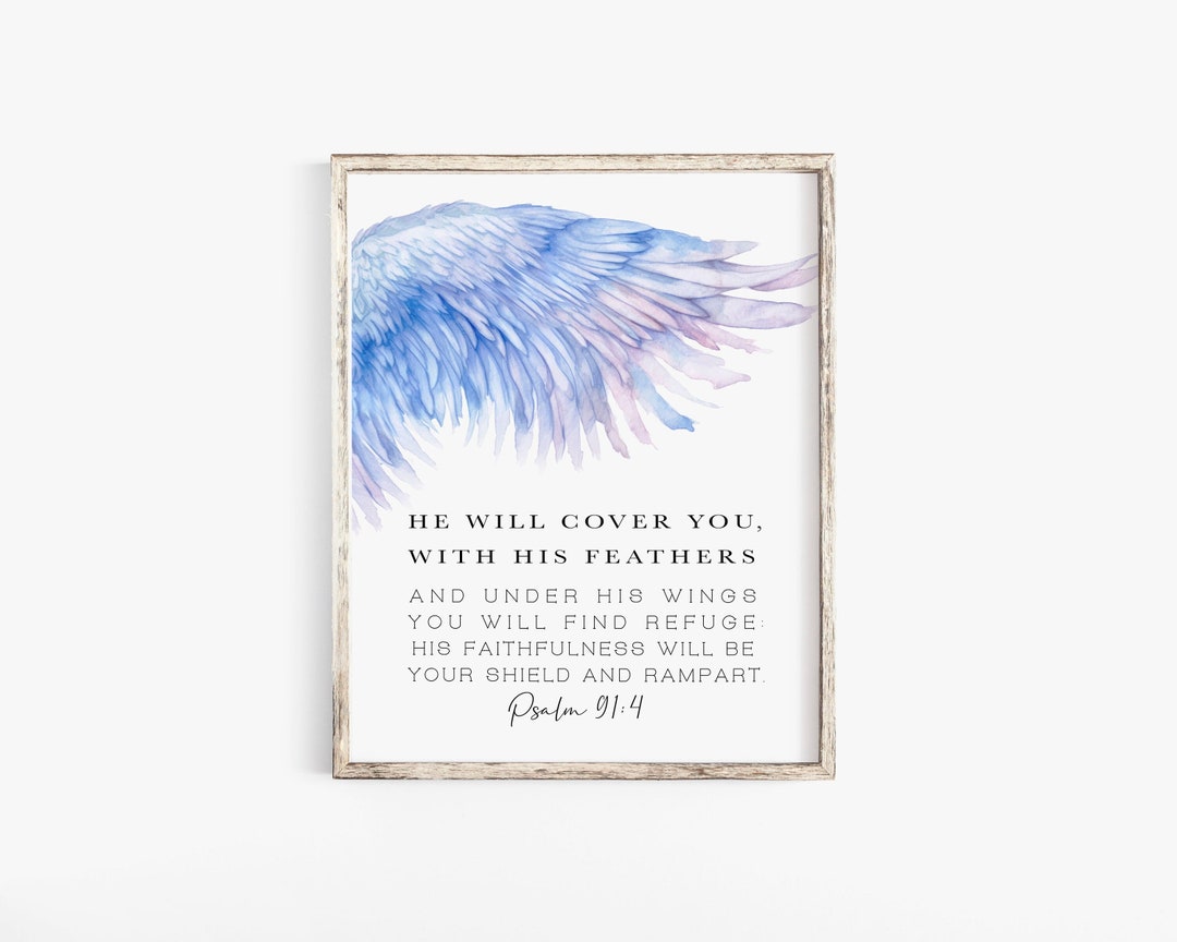 Psalm 91 He Shall Cover You With His Feathers - Modern Minimalist Print ...