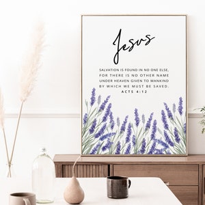 Printable Lavender Flowers and Scripture Art From Acts 4:12 - Etsy