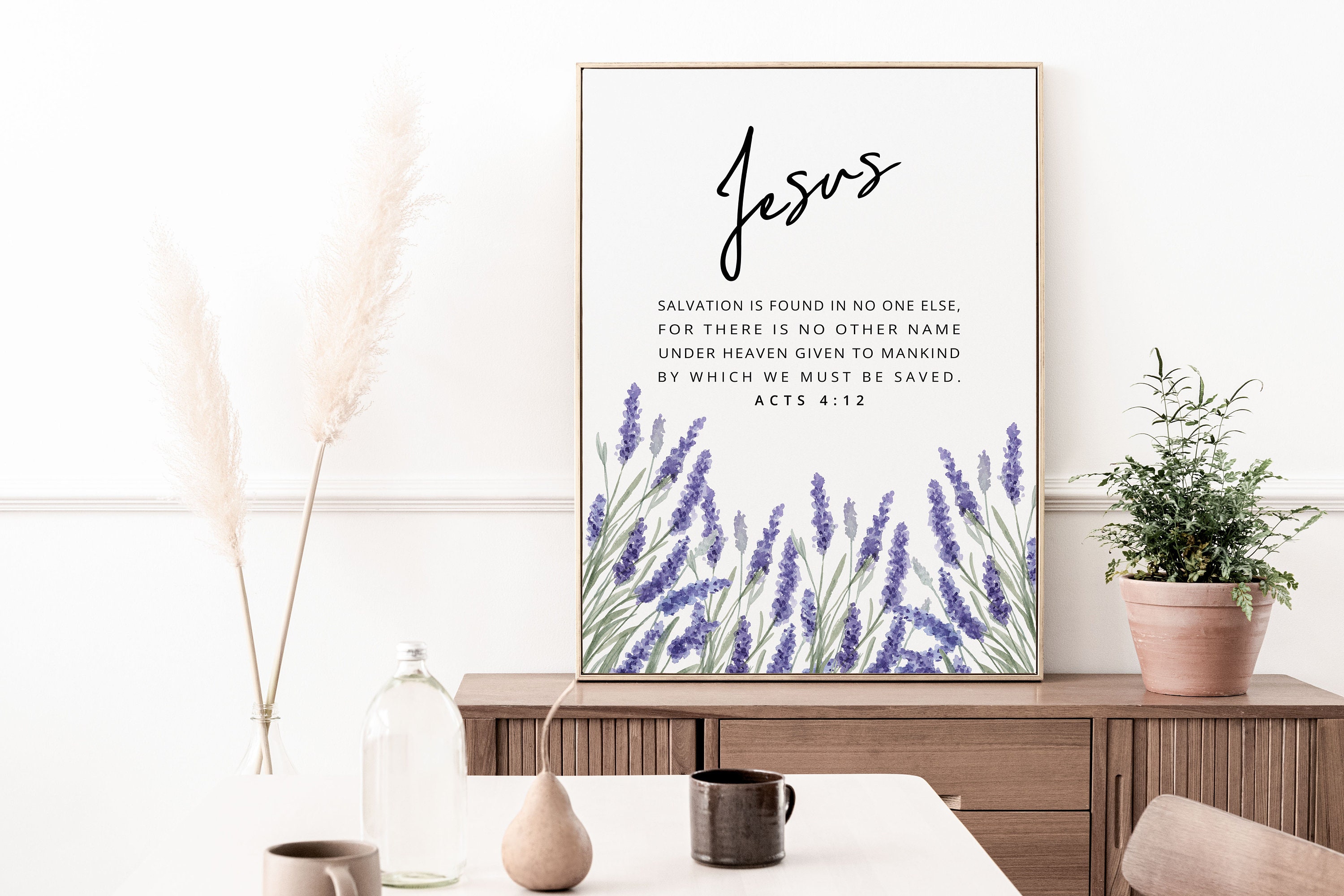 Printable Lavender Flowers and Scripture Art From Acts 4:12 - Etsy