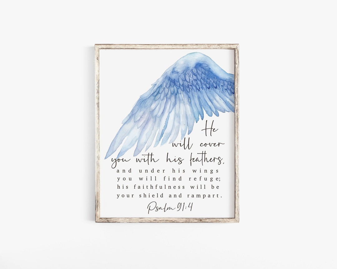 Psalm 91 He Shall Cover You With His Feathers - Modern Minimalist Print ...