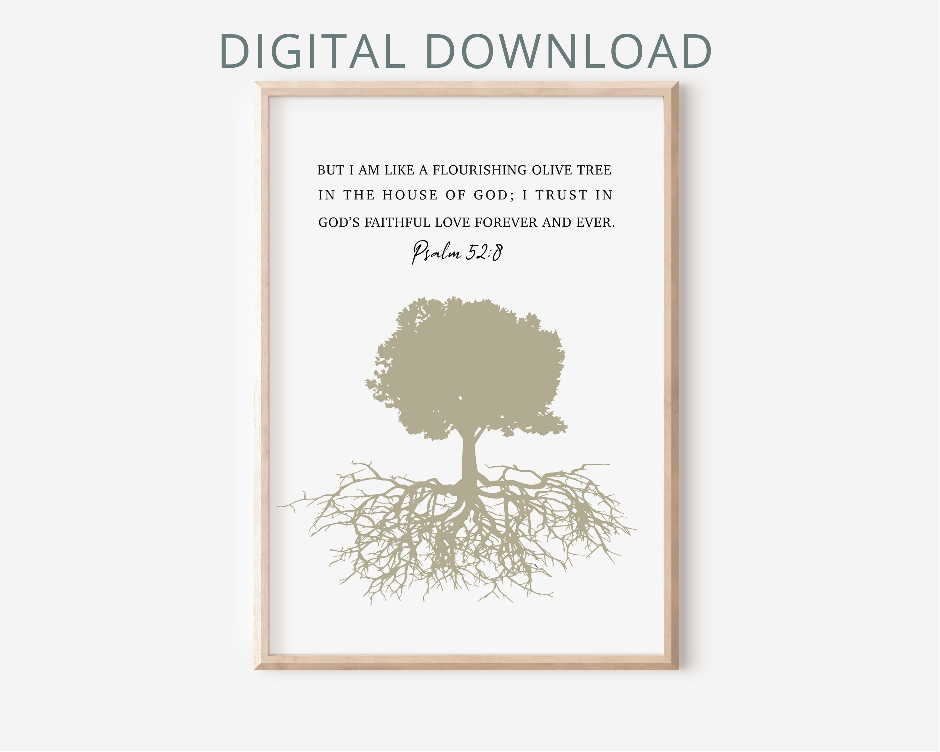 Bible Verse Printable Wall Art Psalm 52:8, Tree Flourishing in God ...