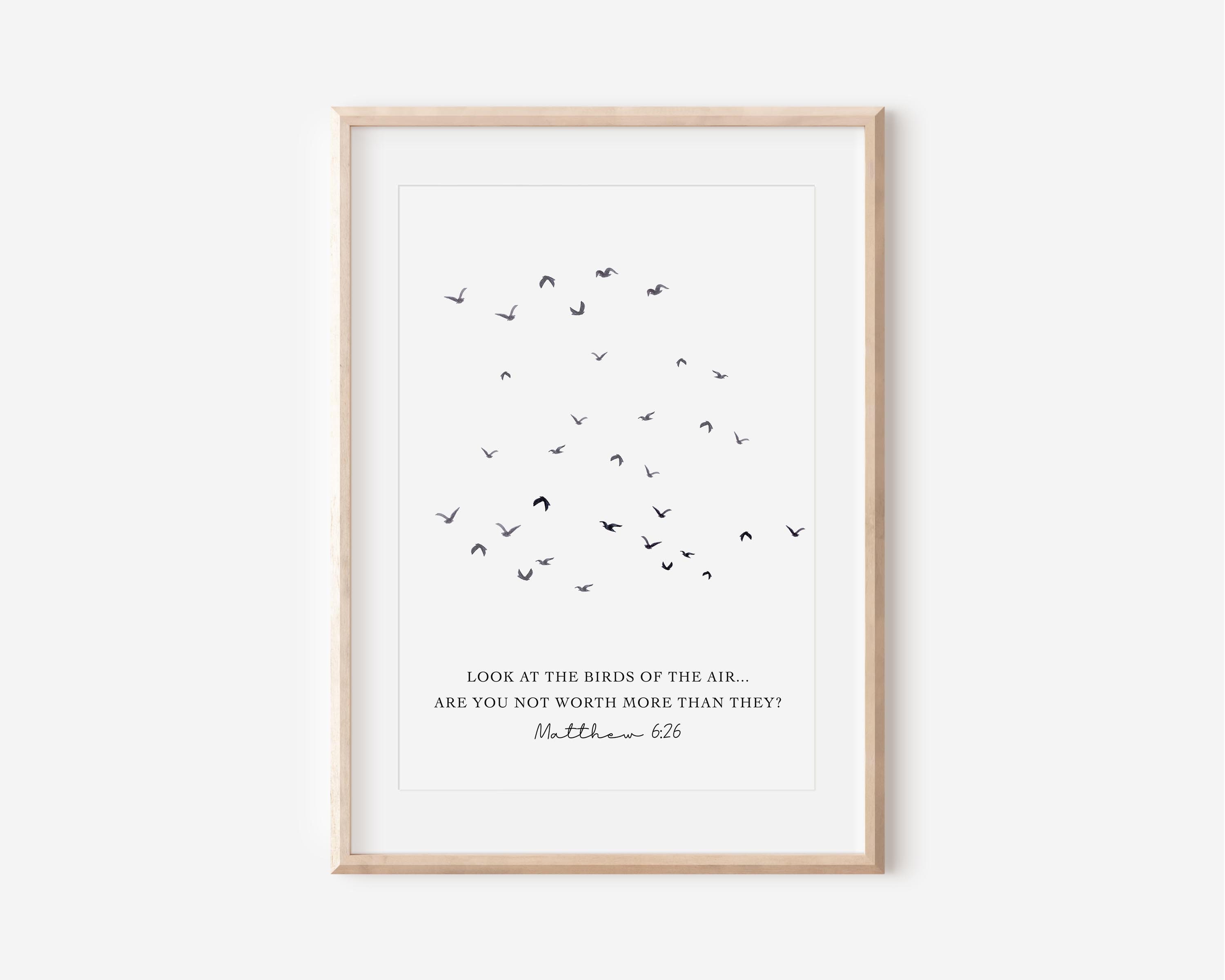 Bible Verse Printable Wall Art Matthew 6:26 Look at the Birds ...