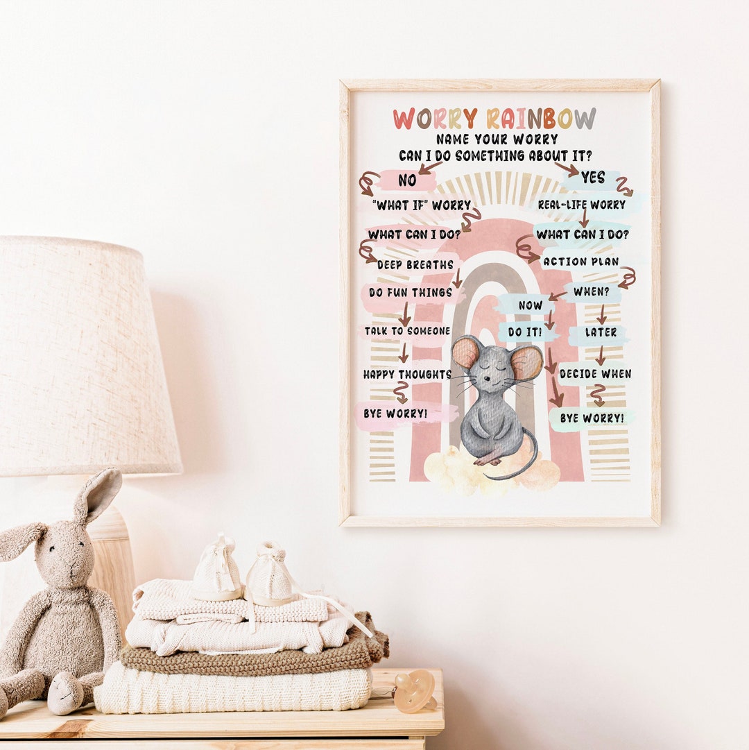 Printable Worry Tree Technique Girl's Poster, Anxiety Relief, Boho ...