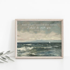 When You Go Through Deep Waters - Bible Verse Wall Art - Isaiah 43:2 ...