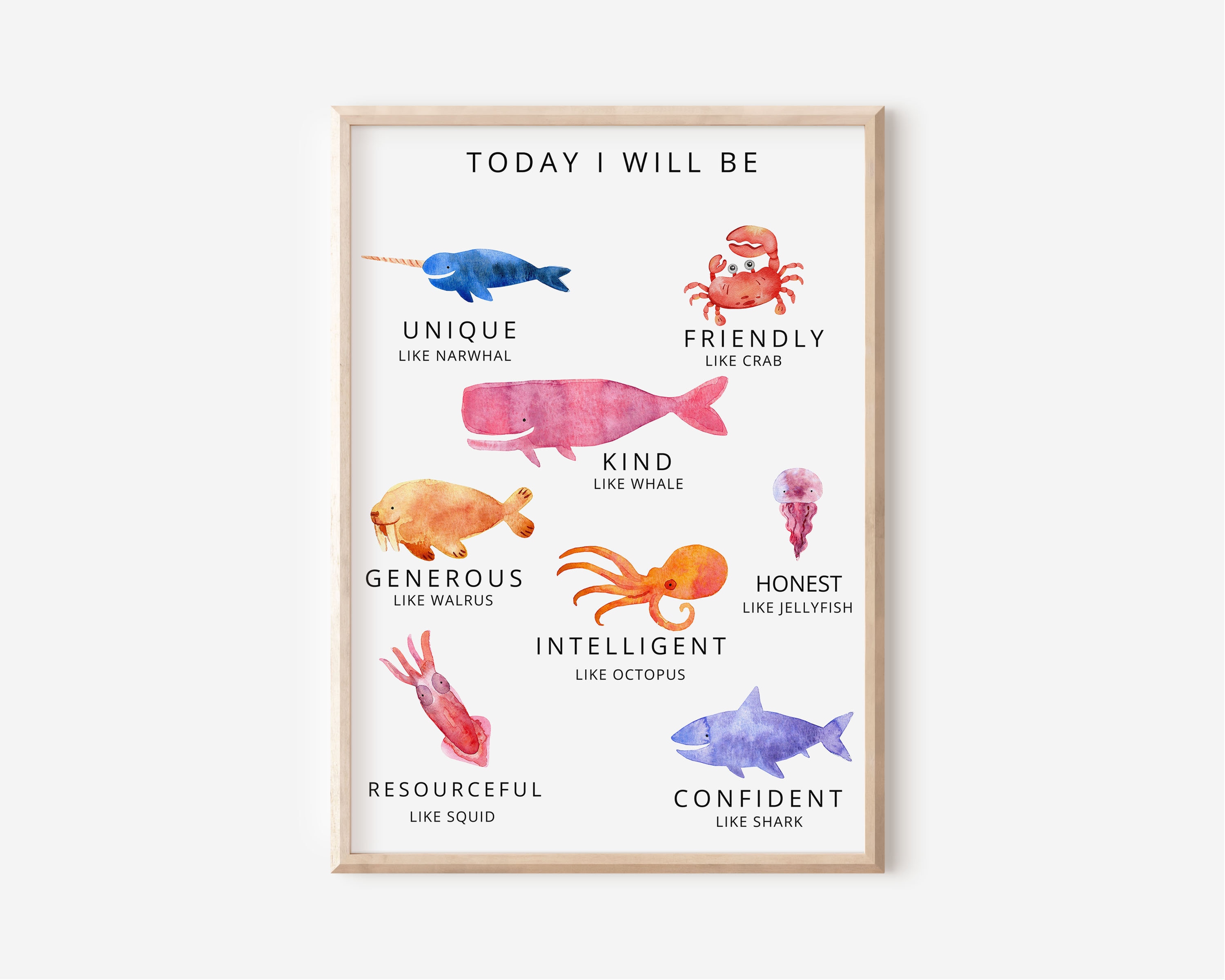 Positive Affirmations for Kids - Sea Life Theme - Digital Print - Etsy