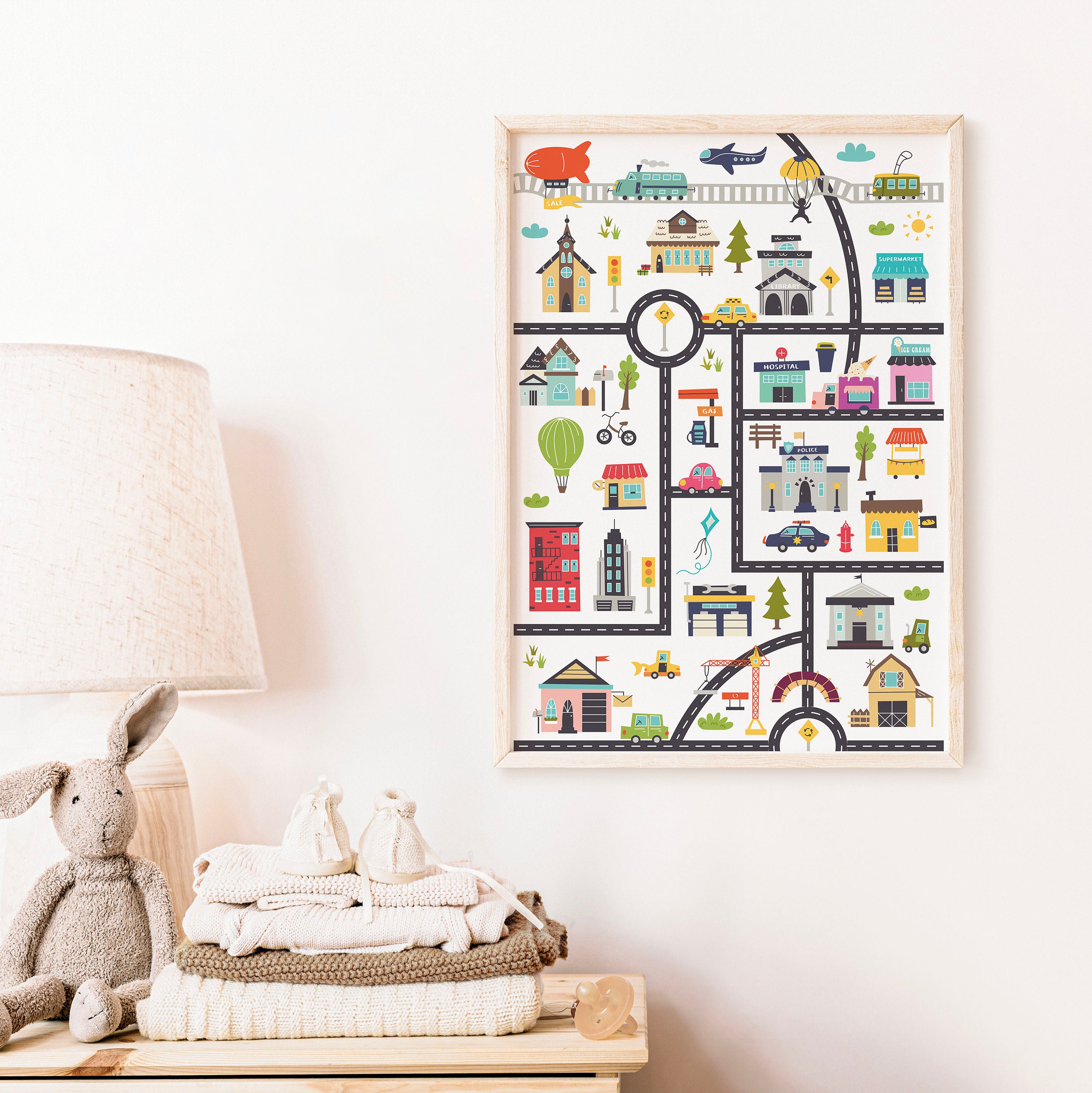 Printable Educational Nursery Poster A Colorful City Map for Kids - Etsy