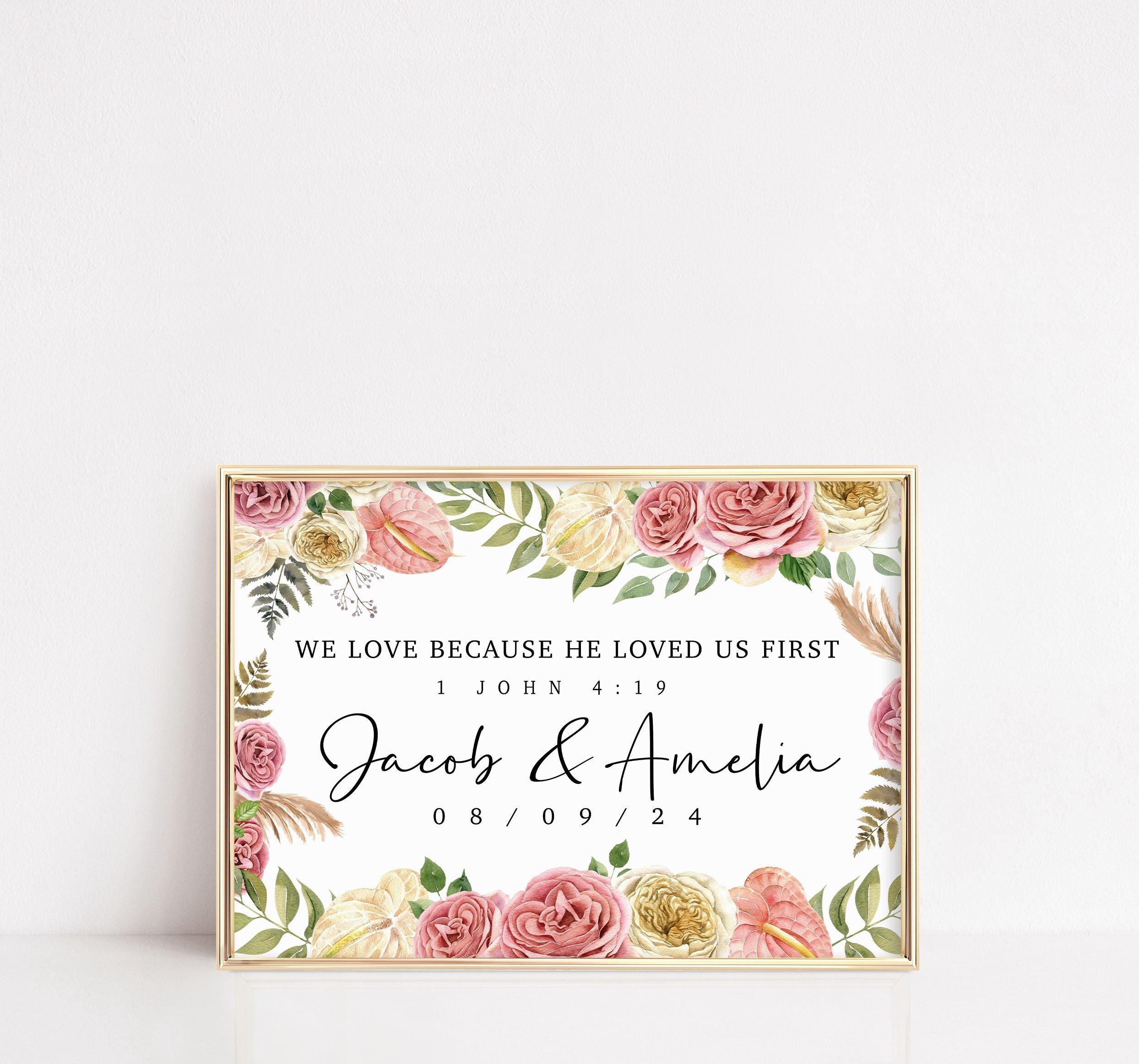 Christian Wedding Sign, Bible Verse Quote - Etsy