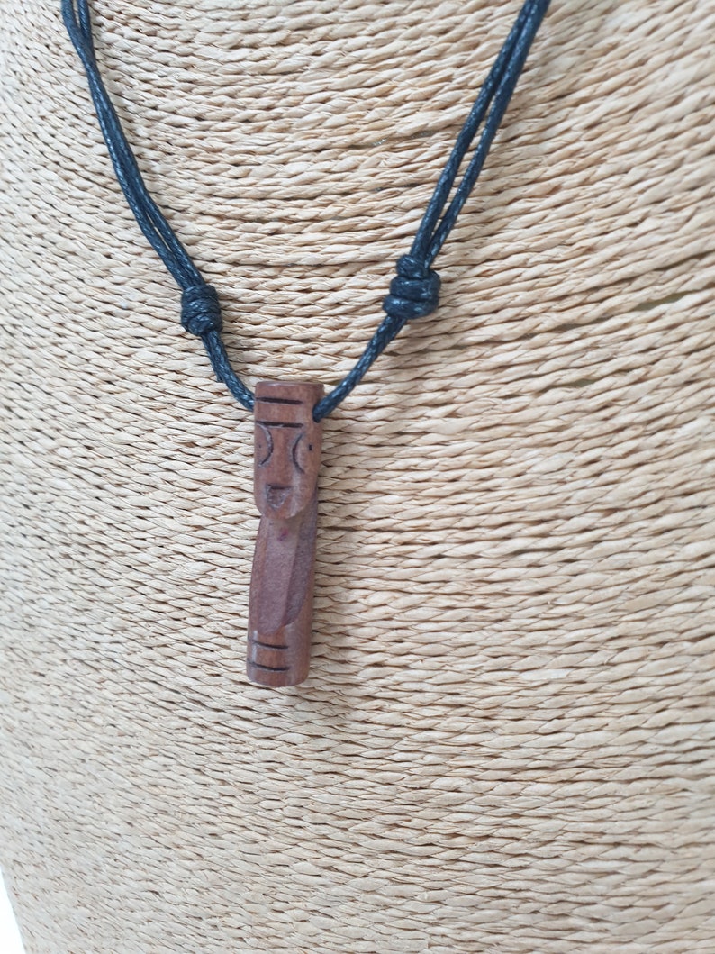 Wooden Tiki Totem Pendant, Taino Necklace, Good Luck From the Dominican ...