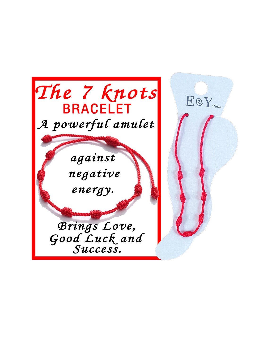 Handmade Red 7 Knots Protection Bracelet, Evil Eye Red Thread Bracelet ...