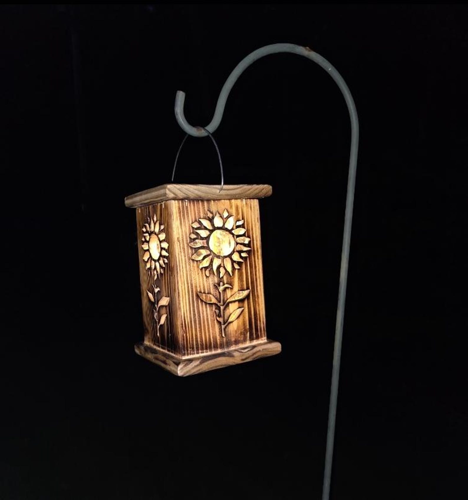 Unique Wooden Sunflower Solar Lanterns - Etsy