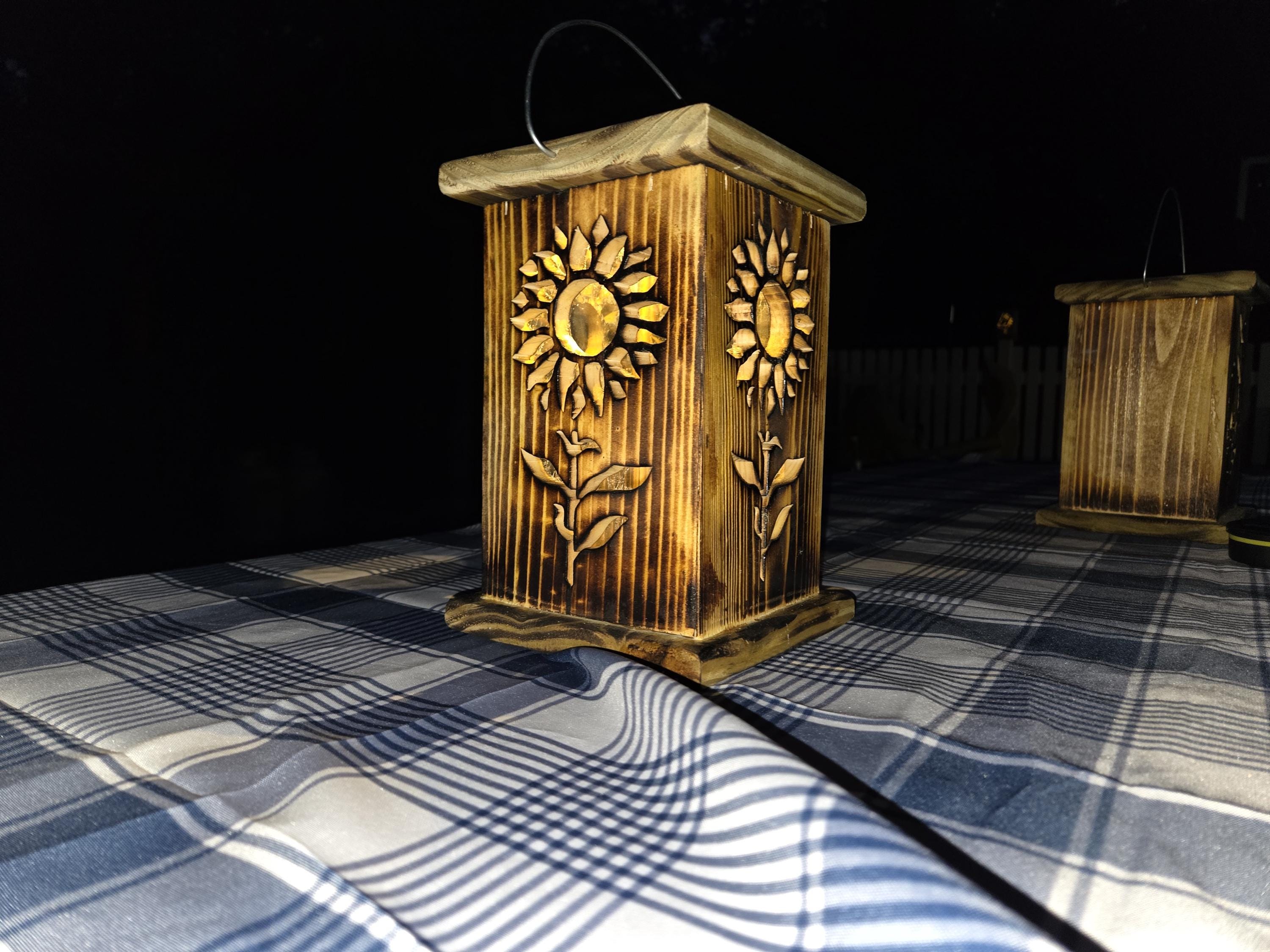 Unique Wooden Sunflower Solar Lanterns - Etsy