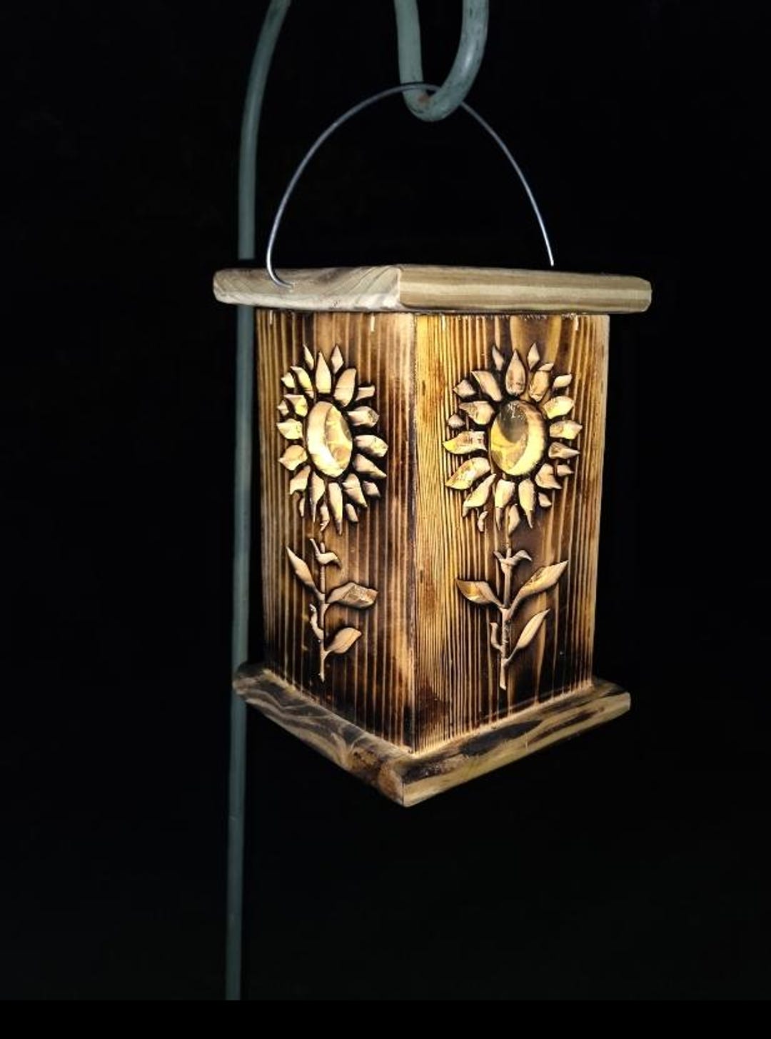Unique Wooden Sunflower Solar Lanterns - Etsy