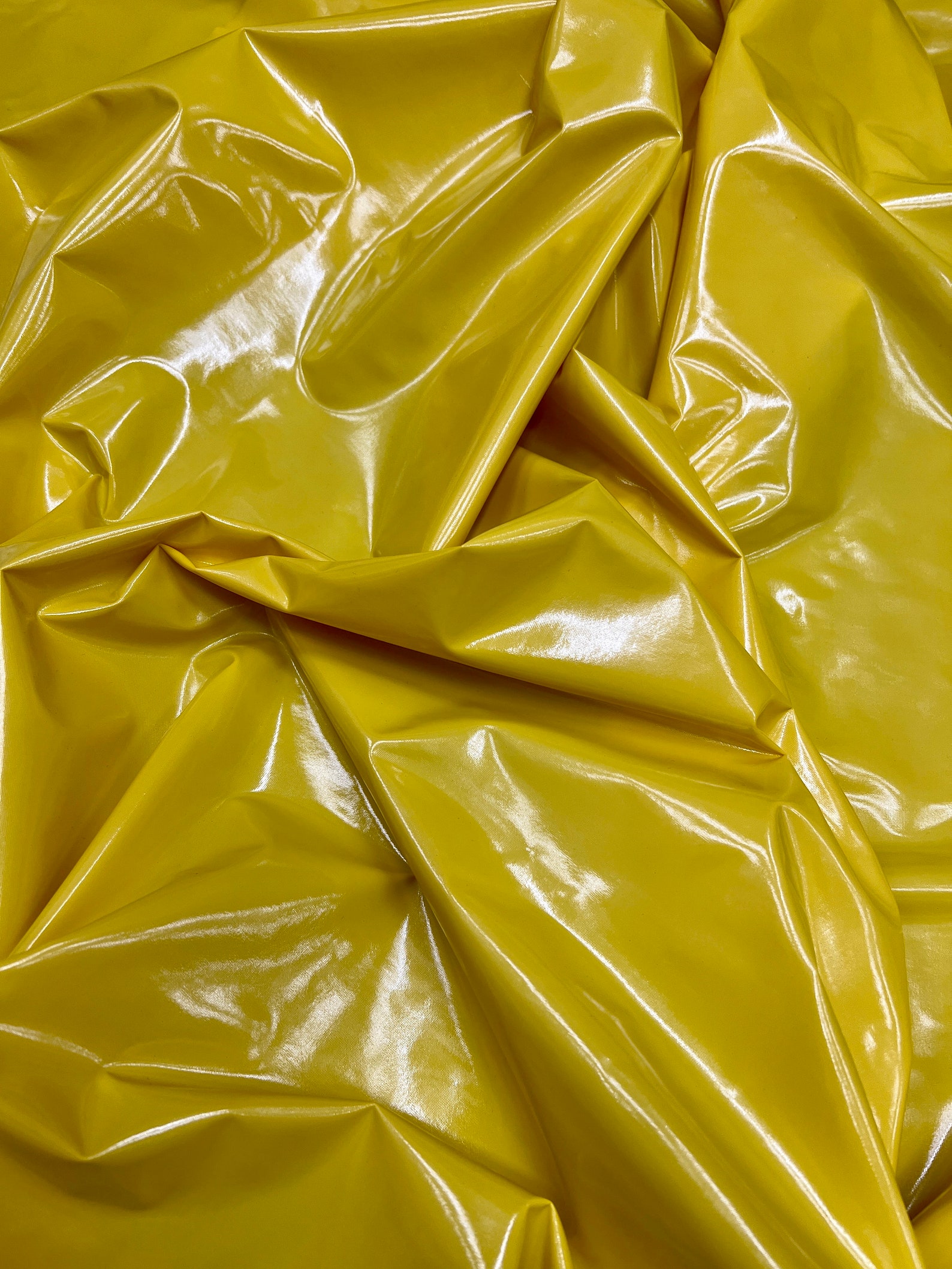 Shiny Yellow 4-way Stretch Vinyl Latex Fabric by the Yard, 60" Wide ...