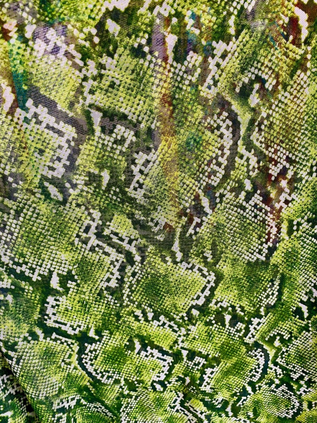 Green Snake Skin Animal Print on Four Way Stretch Nylon Spandex Power ...