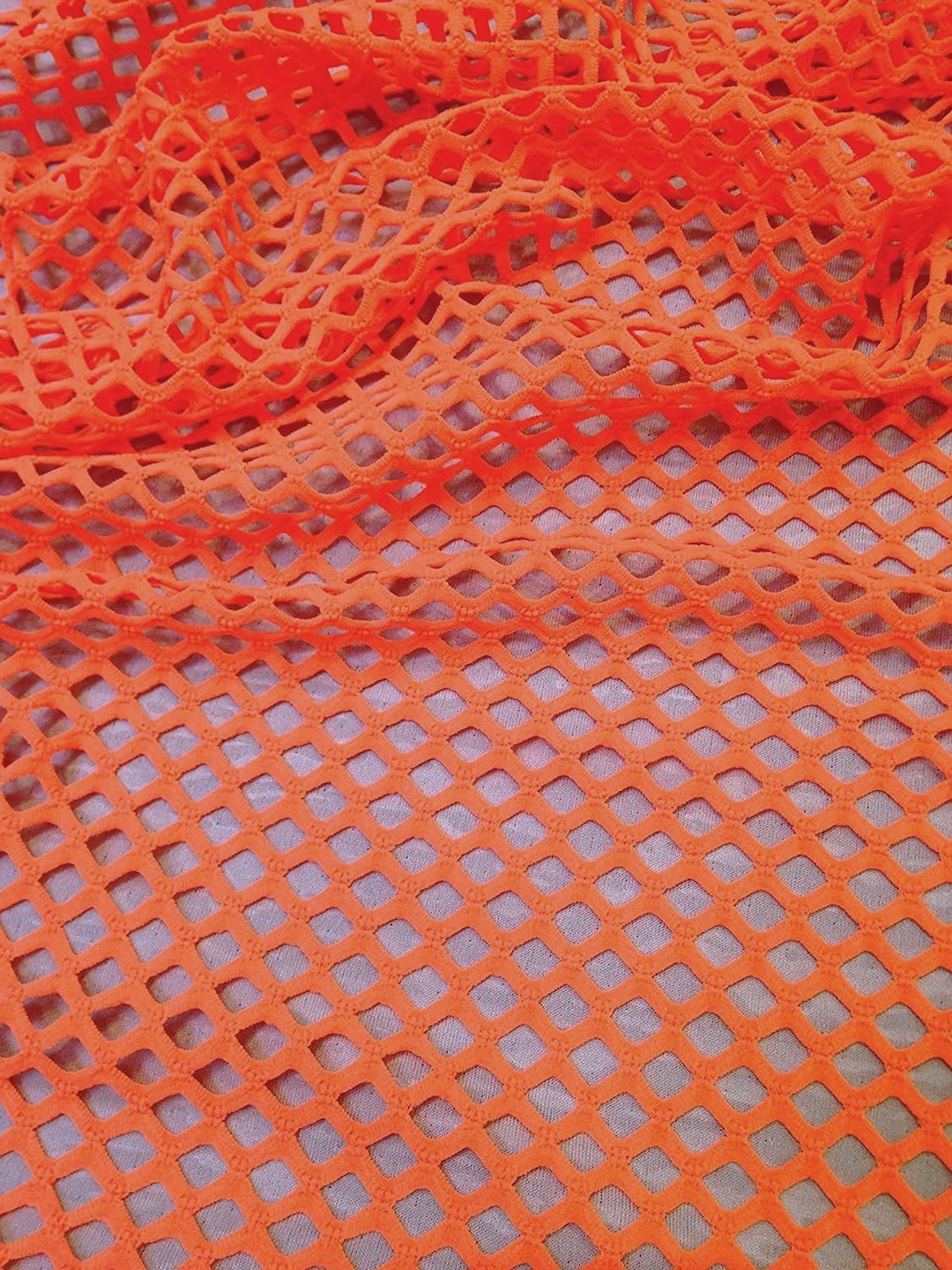 Coral Two Way Stretch Big Hole Fishnet Diamond Mesh Fabric by the Yard ...