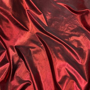 Red Medium Weight Metallic Knit Two Way Stretch Polyester Spandex Lame ...