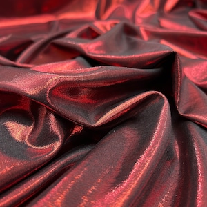 Red Medium Weight Metallic Knit Two Way Stretch Polyester Spandex Lame ...