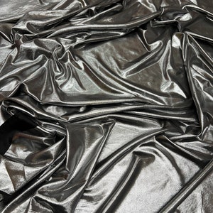 Silver Medium Weight Metallic Knit Two Way Stretch Polyester Spandex ...