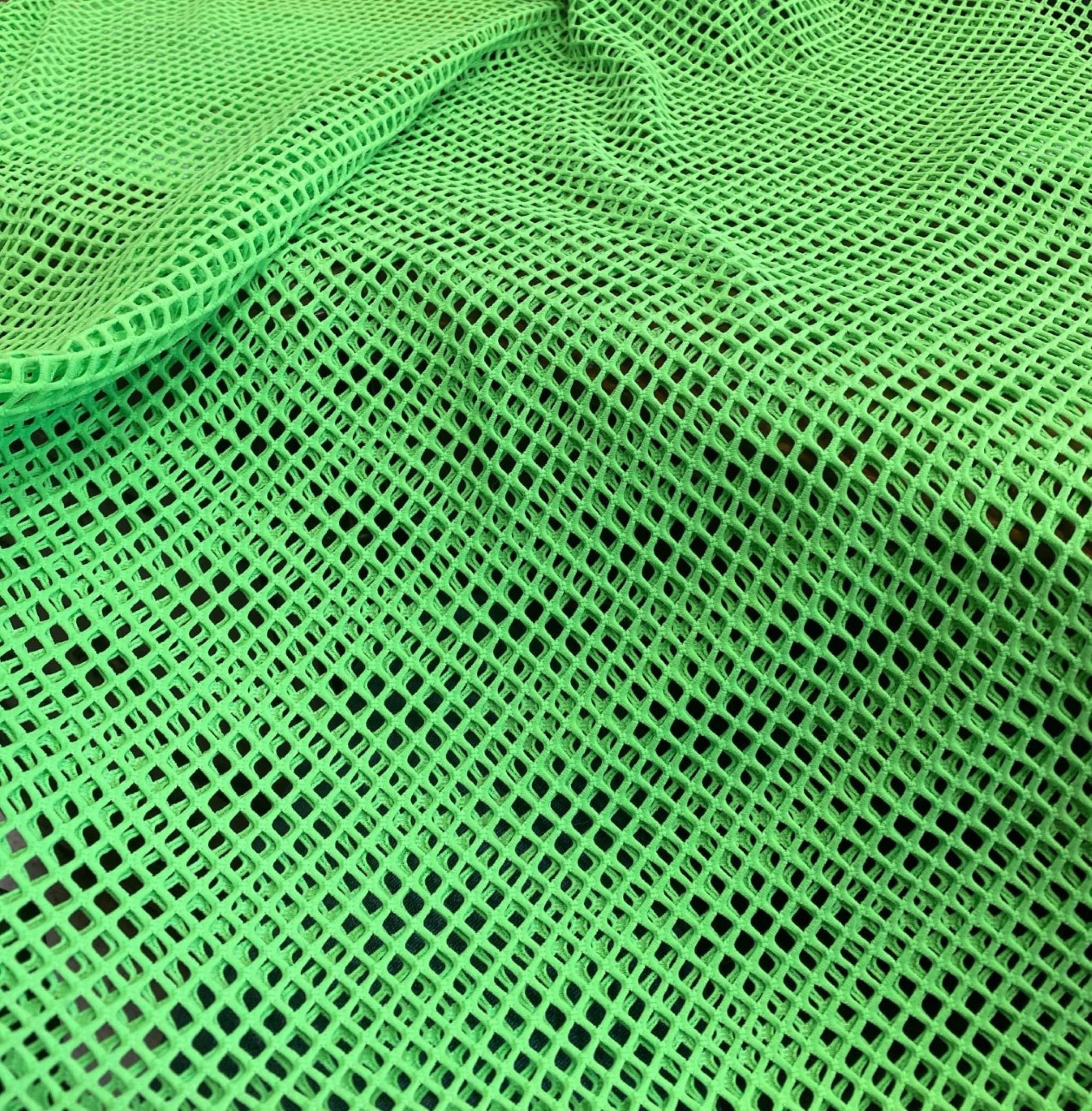 Neon Green Two Way Stretch Big Hole Nylon Fishnet Diamond Mesh Fabric ...