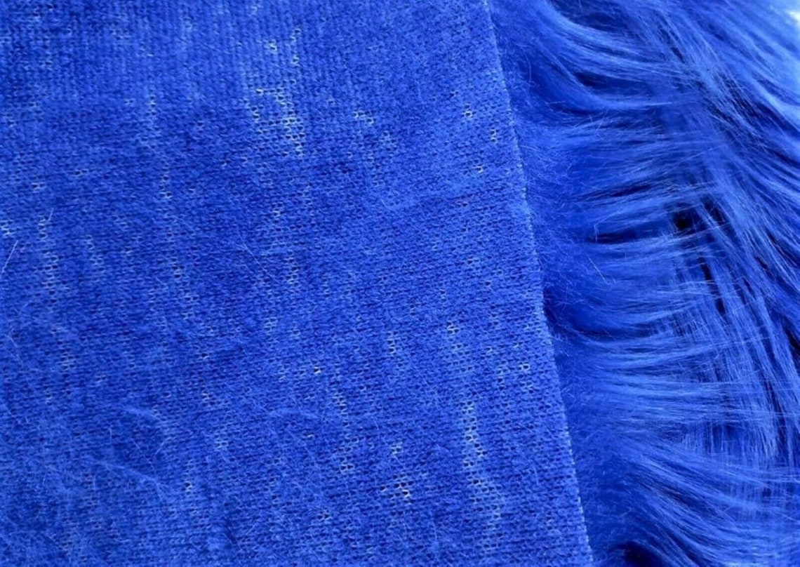 Royal Blue Luxury Shag Faux Fur Fabric by the Yard 60" Wide, Shaggy ...