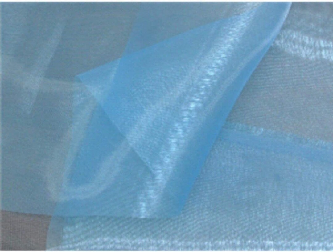 Light Blue, 60" Wide Polyester Light Weight, See Through, Sheer Mirror ...