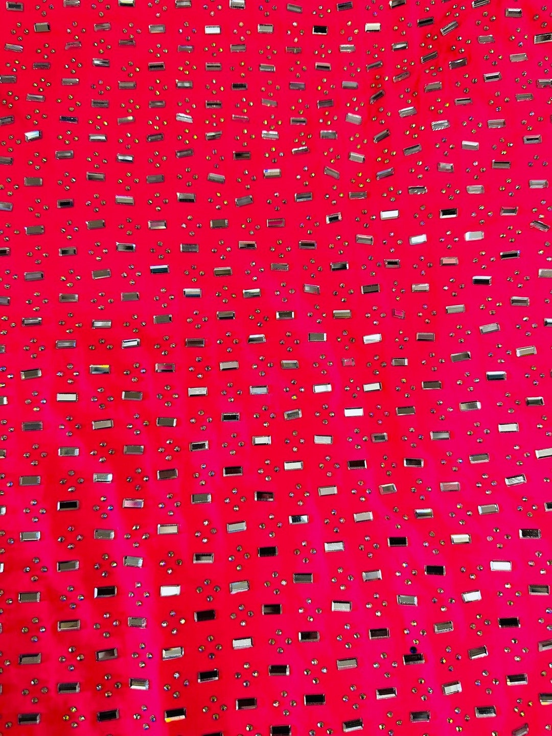Neon Pink 60" Wide Jewel Design Rhinestone on High Quality Spandex Base ...