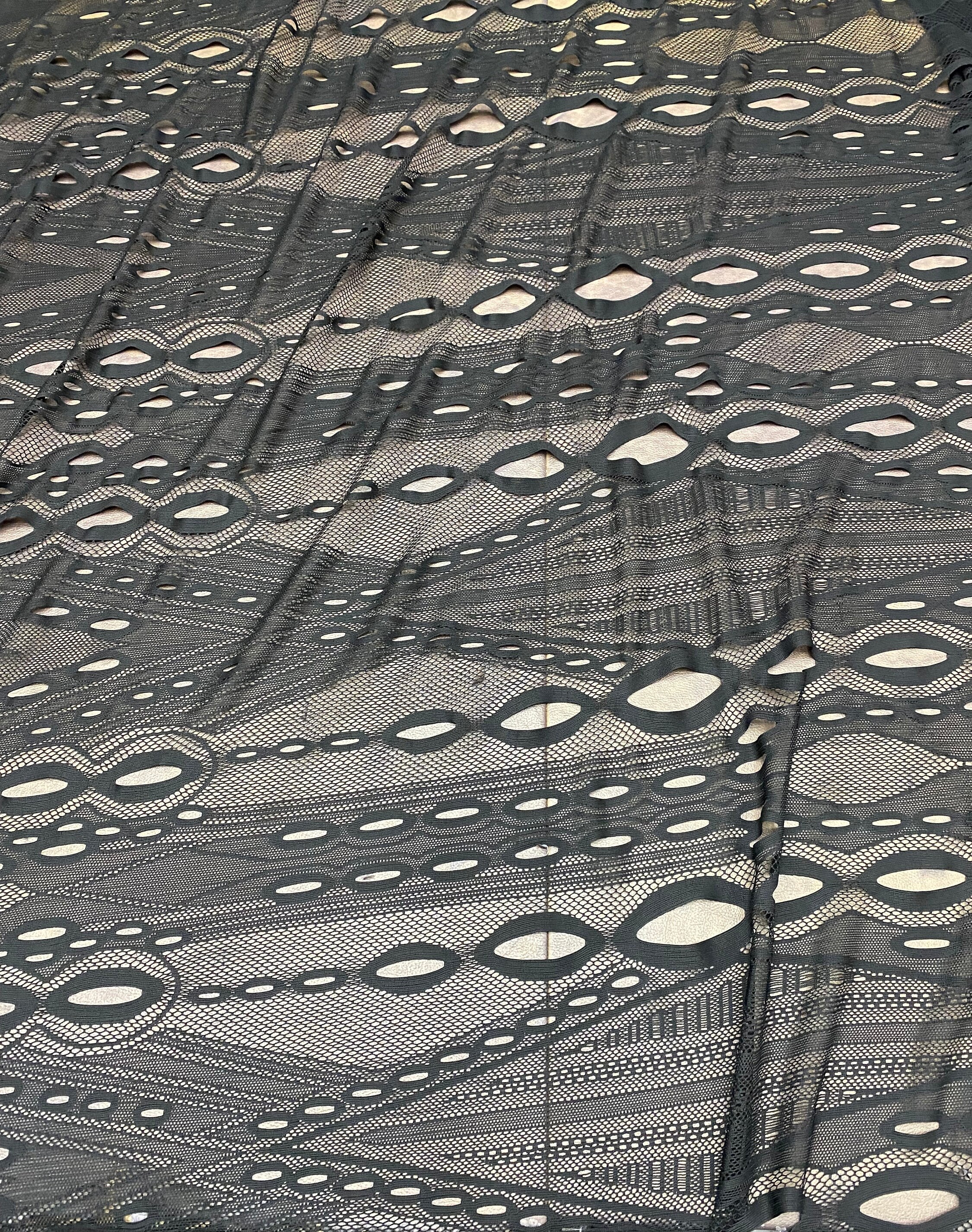 Black Geometric Big Hole 4-way Stretch Mesh Fabric by the Yard, 60 ...