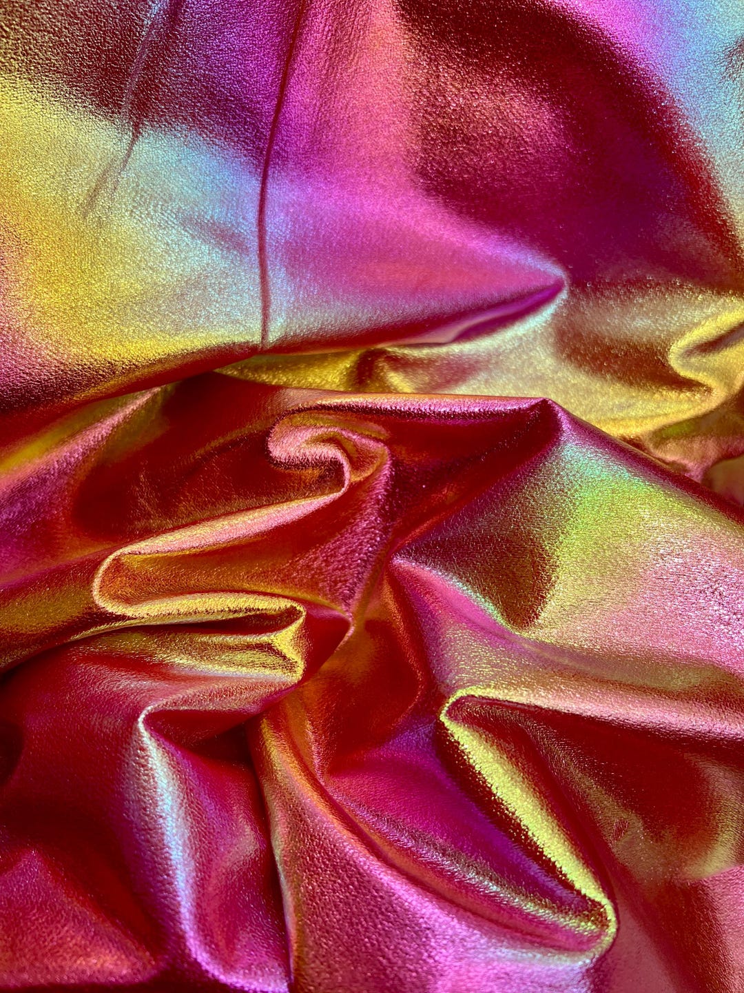 Lightweight Metallic Knit One Way Stretch Red Rainbow Foil Fabric by ...