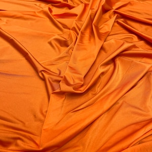 Solid Shiny Orange Four Way Stretch Nylon Spandex Fabric by the Yard ...