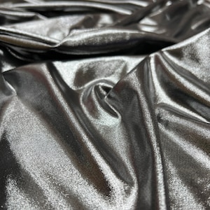 Silver Medium Weight Metallic Knit Two Way Stretch Polyester Spandex ...