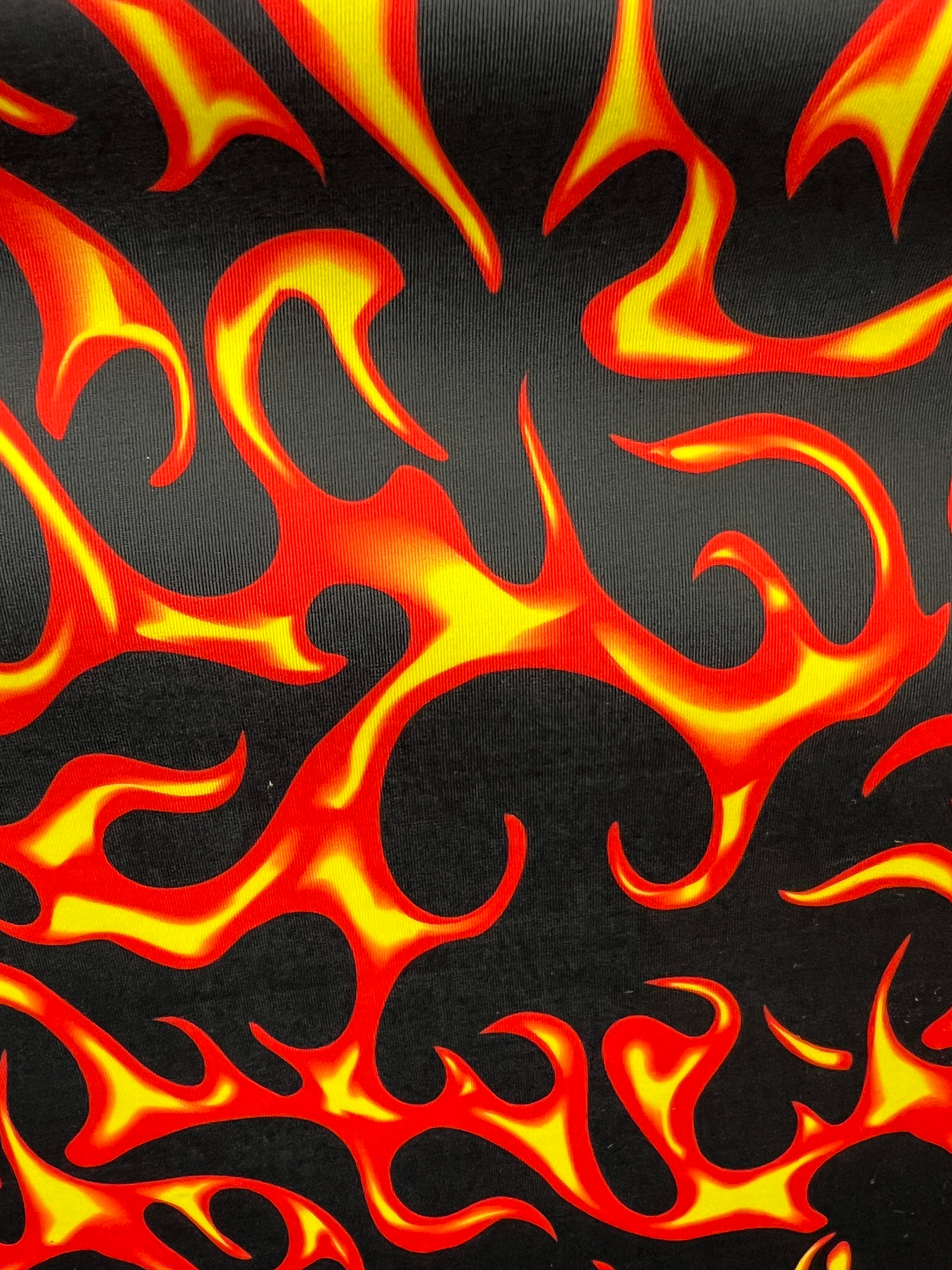 Multicolor Fire Flame Print on Four Way Stretch Nylon Spandex Fabric by ...