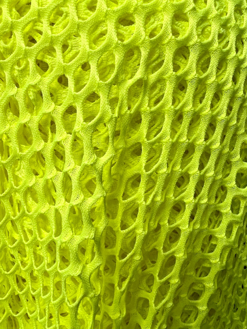 Neon Yellow Two Way Stretch Big Hole Fishnet Diamond Mesh Fabric by the ...