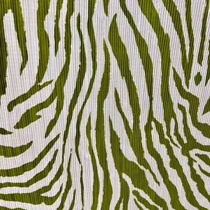Green Zebra Print on Stretch Lightweight White Pleated Satin Fabric by ...