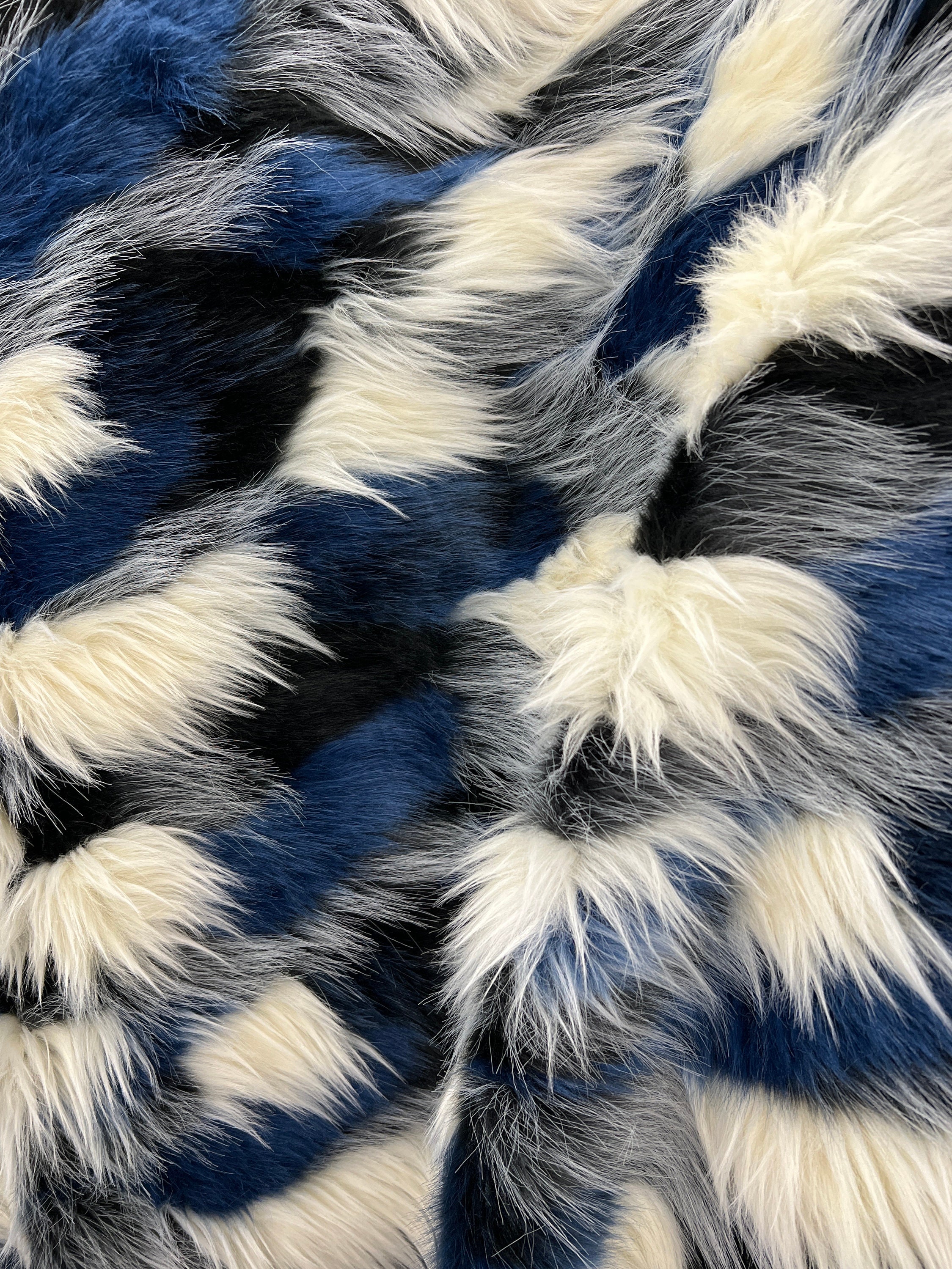 Multicolor Puzzled Patches Luxury Shag Faux Fur Fabric by the Yard 60 ...