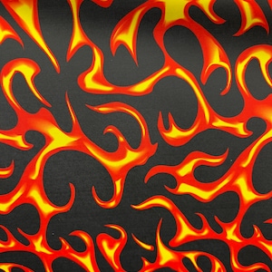 Multicolor Fire Flame Print on Four Way Stretch Nylon Spandex Fabric by ...