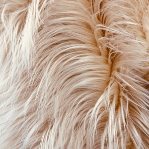 Latte Luxury Shag Faux Fur Fabric by the Yard 60" Wide, Shaggy, Long ...