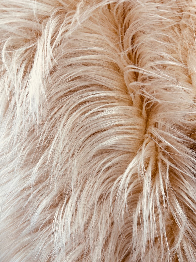 Latte Luxury Shag Faux Fur Fabric by the Yard 60" Wide, Shaggy, Long ...