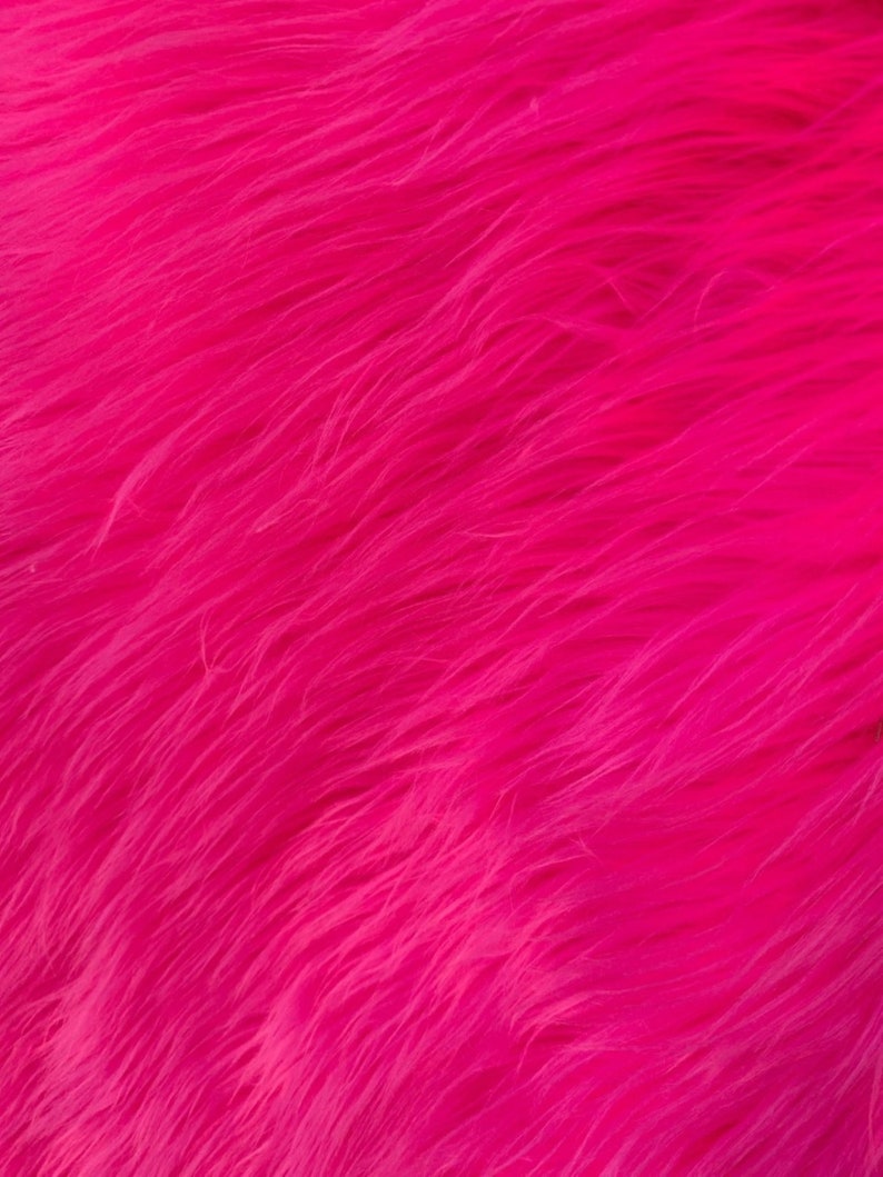 Neon Pink Luxury Shag Faux Fur Fabric by the Yard 60" Wide, Shaggy ...
