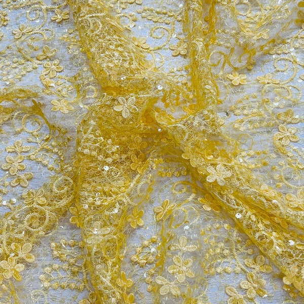 Yellow Lace Fabric - Etsy
