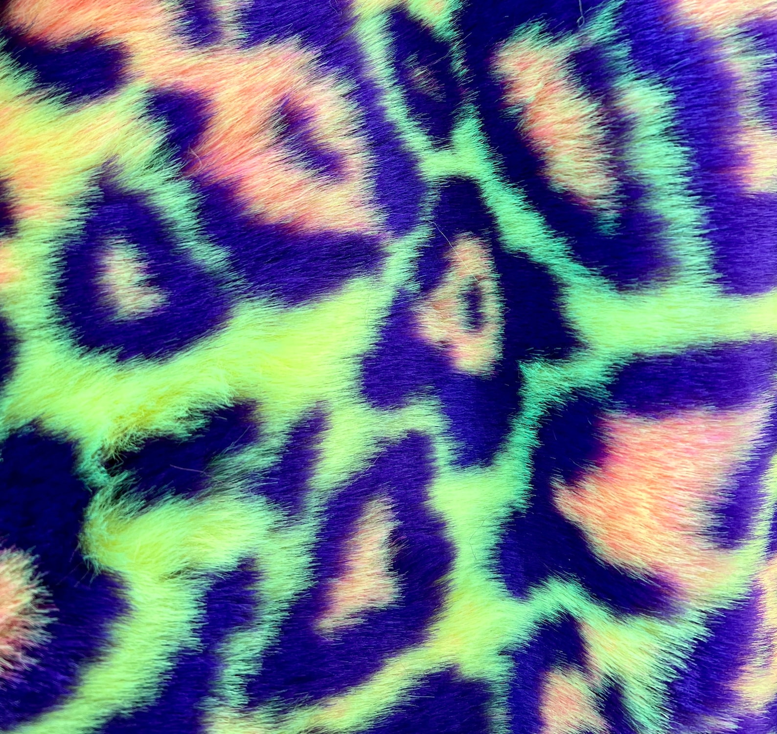 Multicolor Neon Animal Skin Print Shag Faux Fur Fabric by the Yard 60 ...