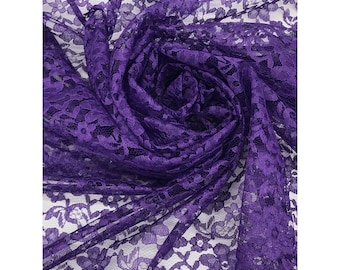 Purple Raschel Lace Fabric FREE SHIPPING 60 Wide Polyester French ...